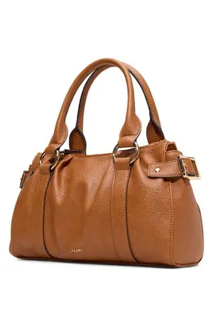 Aldo Faux Leather Satchel With Padlock - Tan