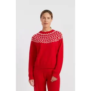 Chinti & Parker Wool Cashmere Star Yoke Sweater - Velvet Red