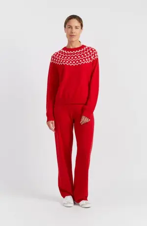 Chinti & Parker Wool Cashmere Star Yoke Sweater - Velvet Red