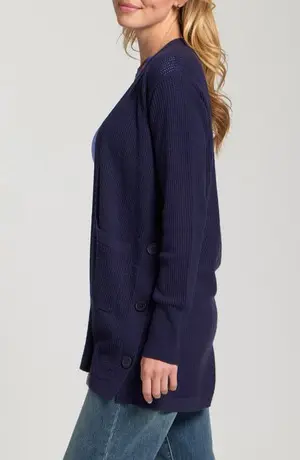 APNY Open Stitch Long Cardigan - Navy