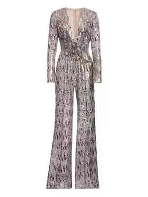 Elie Saab V-neck Sequin Embellished Jumpsuit - Grey