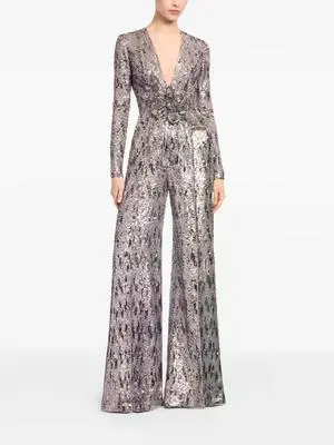 Elie Saab V-neck Sequin Embellished Jumpsuit - Grey