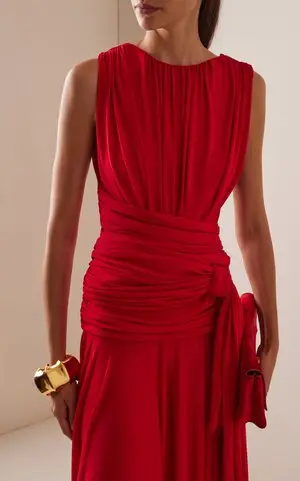 Brandon Maxwell Isadora Knot-detailed Maxi Dress - Red
