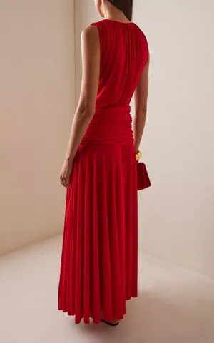 Brandon Maxwell Isadora Knot-detailed Maxi Dress - Red