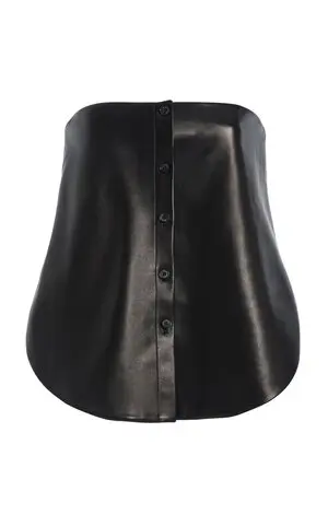 Brandon Maxwell The Shea Leather Top - Black
