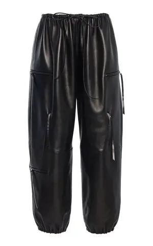 Brandon Maxwell The Scout Tapered Leather Cargo Pants - Black