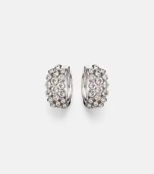 ANITA KO Three Row Diamond Huggie Earrings In 18kt White Gold - Silver