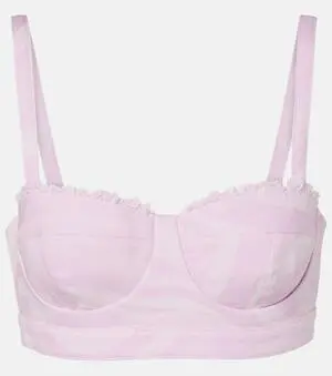 Emilio Pucci Marmo Distressed Denim Bra Top - Pink