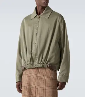 Loewe Cotton Blouson Jacket In Khaki