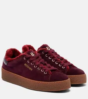 Bogner Lucerne Shearling-lined Suede Sneakers - Burgundy