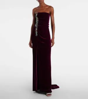 Costarellos Embellished Strapless Gown