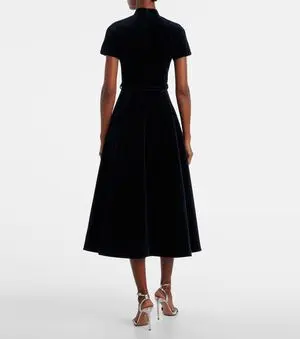 EMILIA WICKSTEAD Camilla Cotton Velvet Midi Dress - Blue