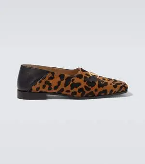 Valentino Garavani Babouche Fauve Éclat Calf Hair Loafers - Brown