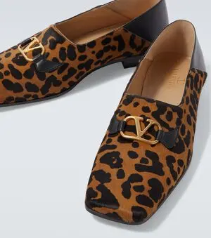 Valentino Garavani Babouche Fauve Éclat Calf Hair Loafers
