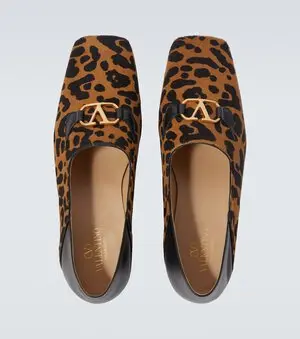 Valentino Garavani Babouche Fauve Éclat Calf Hair Loafers