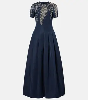 Oscar De La Renta Embellished Faille Gown