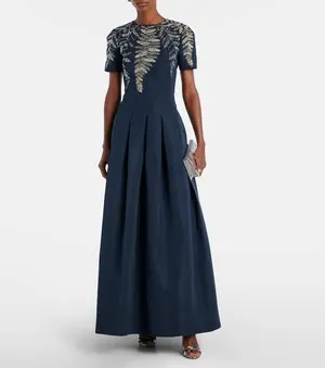 Oscar De La Renta Embellished Faille Gown