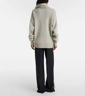 Calvin Klein Cashmere Sweater With Integrated Scarf Detail - Grey