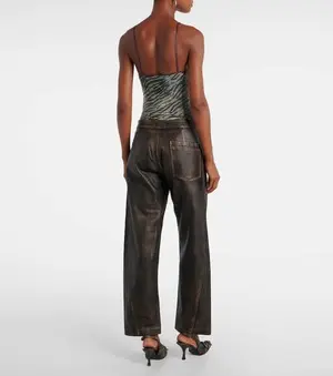 JACQUES WEI High-rise Leather Wide-leg Trousers