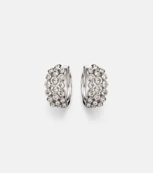 ANITA KO Three Row Diamond Huggie Earrings In 18kt White Gold - Silver
