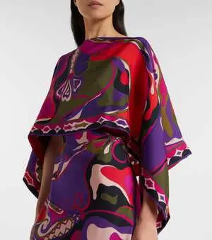 Emilio Pucci Orchidee Silk Slip Dress And Cape Set