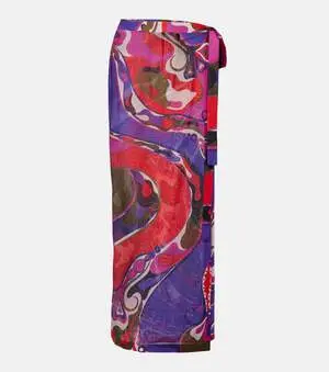 Emilio Pucci Orchidee Printed Cotton Wrap Skirt - Multicoloured