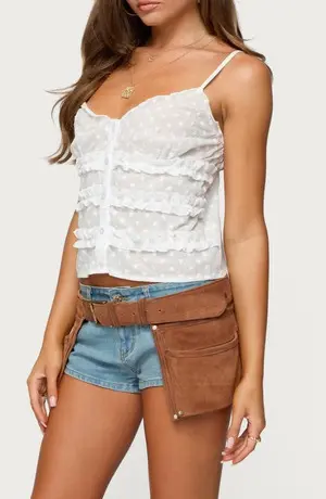 EDIKTED Embroidered Ruffled Cotton Camisole
