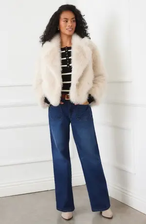 Karen Kane Faux Fur Crop Jacket