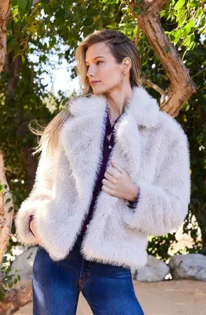 Karen Kane Faux Fur Crop Jacket