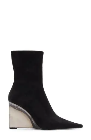 Jeffrey Campbell Beth Ann Wedge Bootie - Black Suede Combo