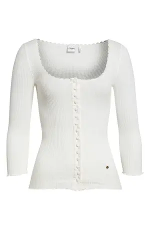 Chloé Three-quarter Sleeve Button-up Top - White