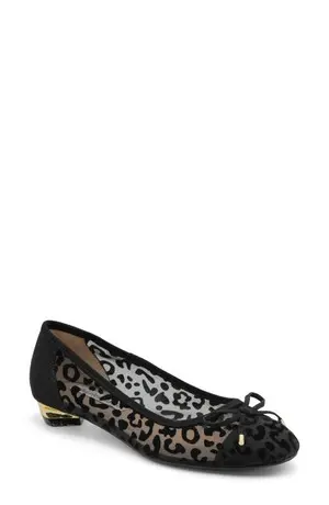 CHARLES DAVID Maize Leopard-spotted Mesh Ballet Flat