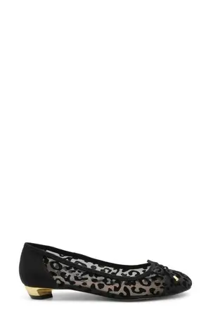 CHARLES DAVID Maize Leopard-spotted Mesh Ballet Flat