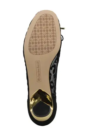 CHARLES DAVID Maize Leopard-spotted Mesh Ballet Flat