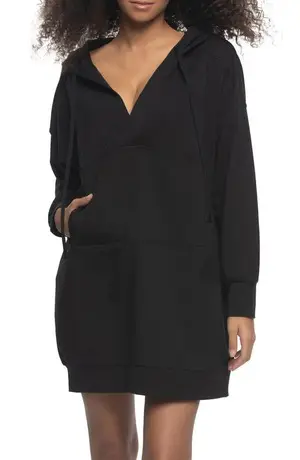 Felina Kimora Long Sleeve Sweatshirt Lounge Dress Black