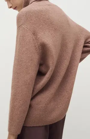 Mango Turtleneck Long Sleeve Sweater - Medium Brown