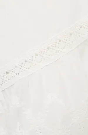 Mango Embroidered Eyelet Hem Cotton T-shirt