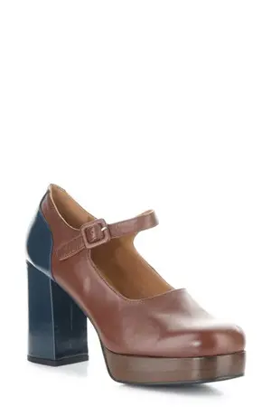 Fly London Eril Platform Pump - Cognac/navy