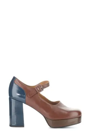 Fly London Eril Platform Pump - Cognac/navy