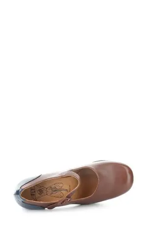 Fly London Eril Platform Pump - Cognac/navy