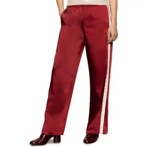 Sanctuary Satin Track Wide Leg Pants - Crimson