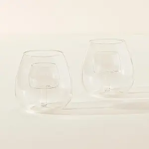 UNCOMMON GOODS Stemless Fountain Aerating Wine Glasses Set Of 2 Chevalier Collection