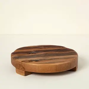 UNCOMMON GOODS Reclaimed Wood Serving Board & Cloche Europe2you - Dark Brown Wood Grain