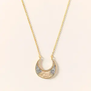 UNCOMMON GOODS Sliced Raw Diamond Crescent Pendant Necklace - Gold