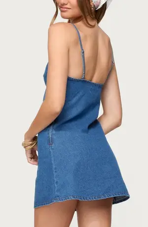 EDIKTED Cutout Denim Mini Dress