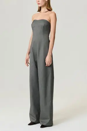NOCTURNE Strapless Wide-leg Tailored Jumpsuit