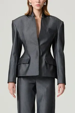 NOCTURNE Structured Padded High-neck Jacket