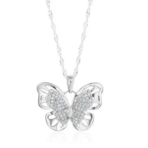 DONATELLO GIAN Sterling Moissanite Butterfly Pendant Necklace - Silver