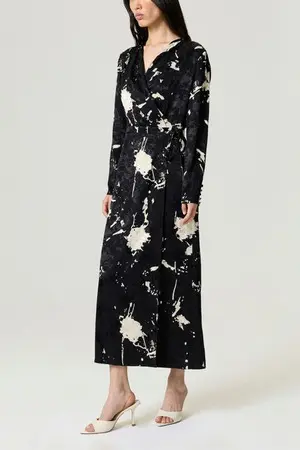 NOCTURNE Printed Wrap Maxi Dress
