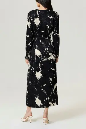 NOCTURNE Printed Wrap Maxi Dress